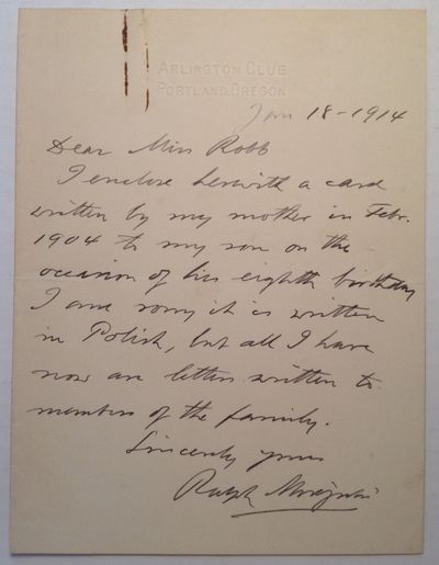 Autographed Letter Signed by MODJESKI, Ralph (Rudolf Modrzejewski ...