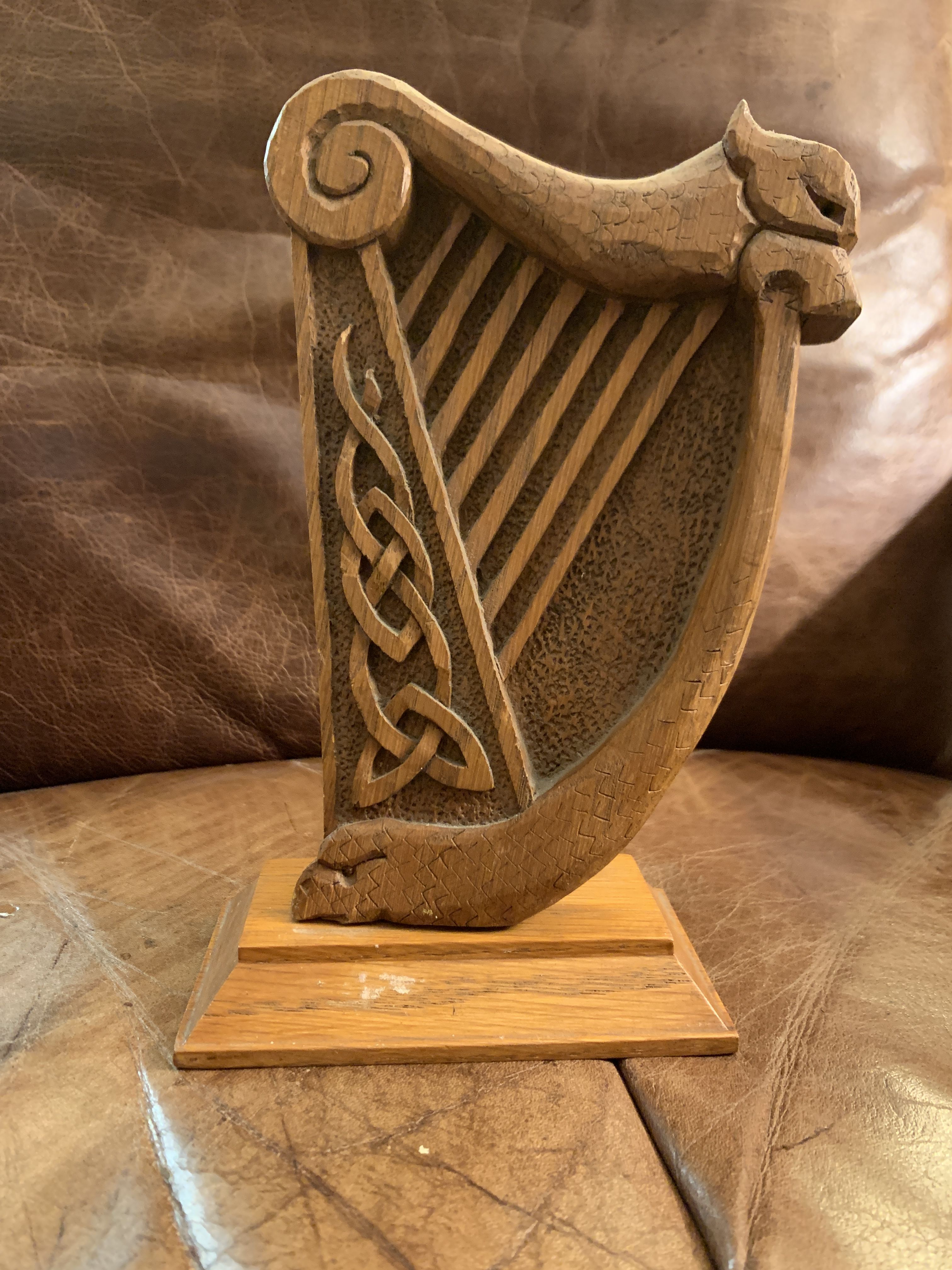 Carved Celtic Harp