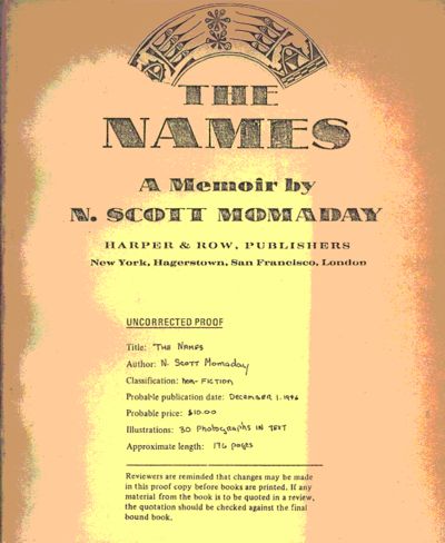 [Uncorrected Proof] The Names: A Memoir by Momaday, N. Scott | Search ...