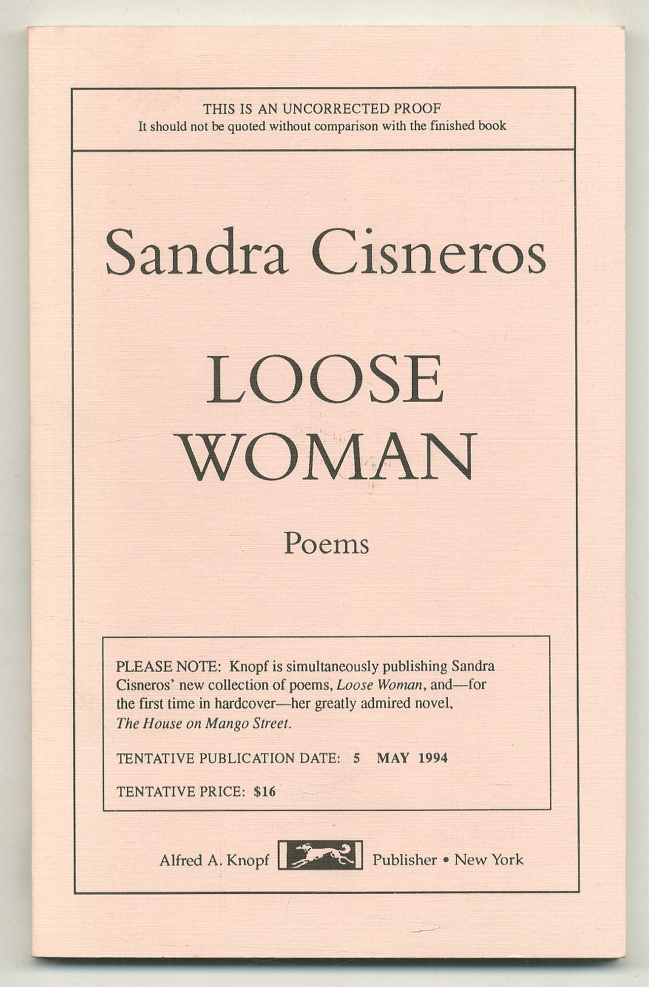 Loose Woman: Poems by CISNEROS, Sandra | Search for Rare Books | ABAA