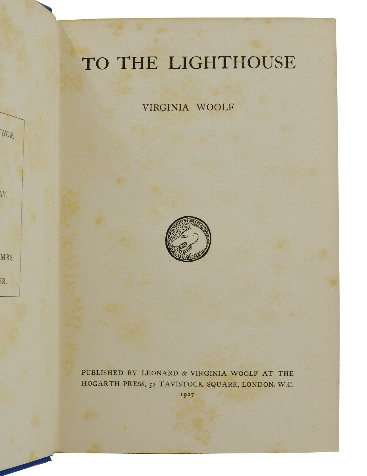To the Lighthouse by Woolf, Virginia | 1927 | The Hogarth Press | Biblio