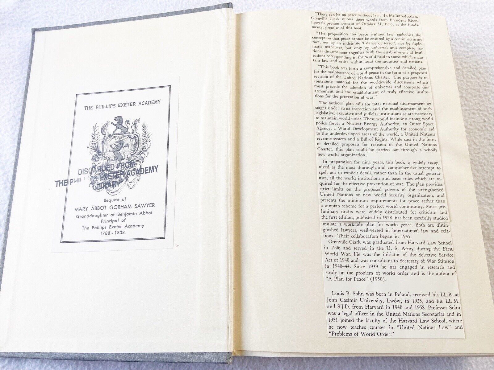 Vintage World Peace Through World Law by Grenville Clark & Louis B ...