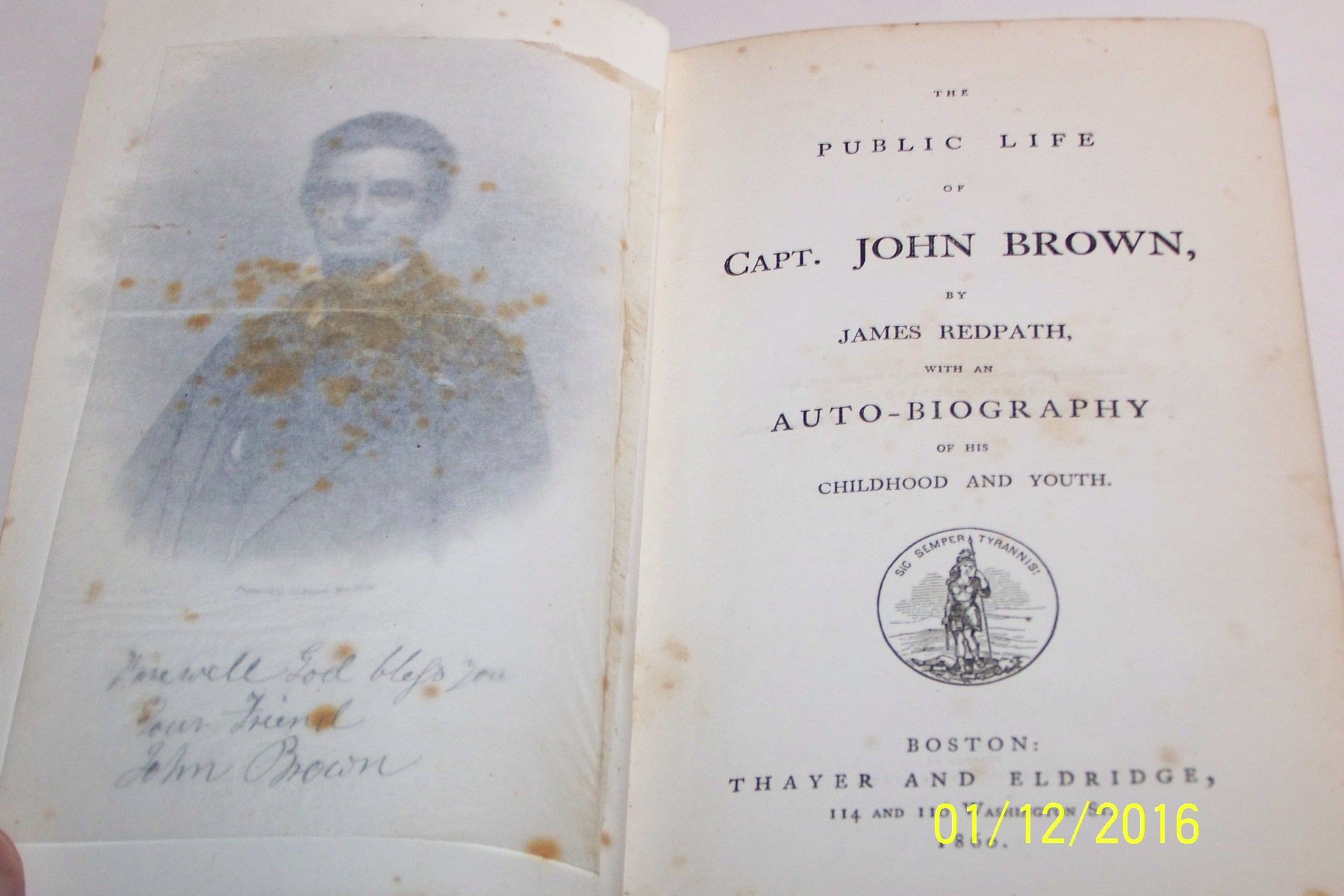 The Public Life of Capt. John Brown by James Redpath | Hardcover | 1860 ...