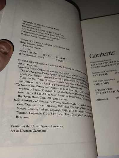 BIBLIO | Signed different seasons Stephen King 1982 book club rare by ...