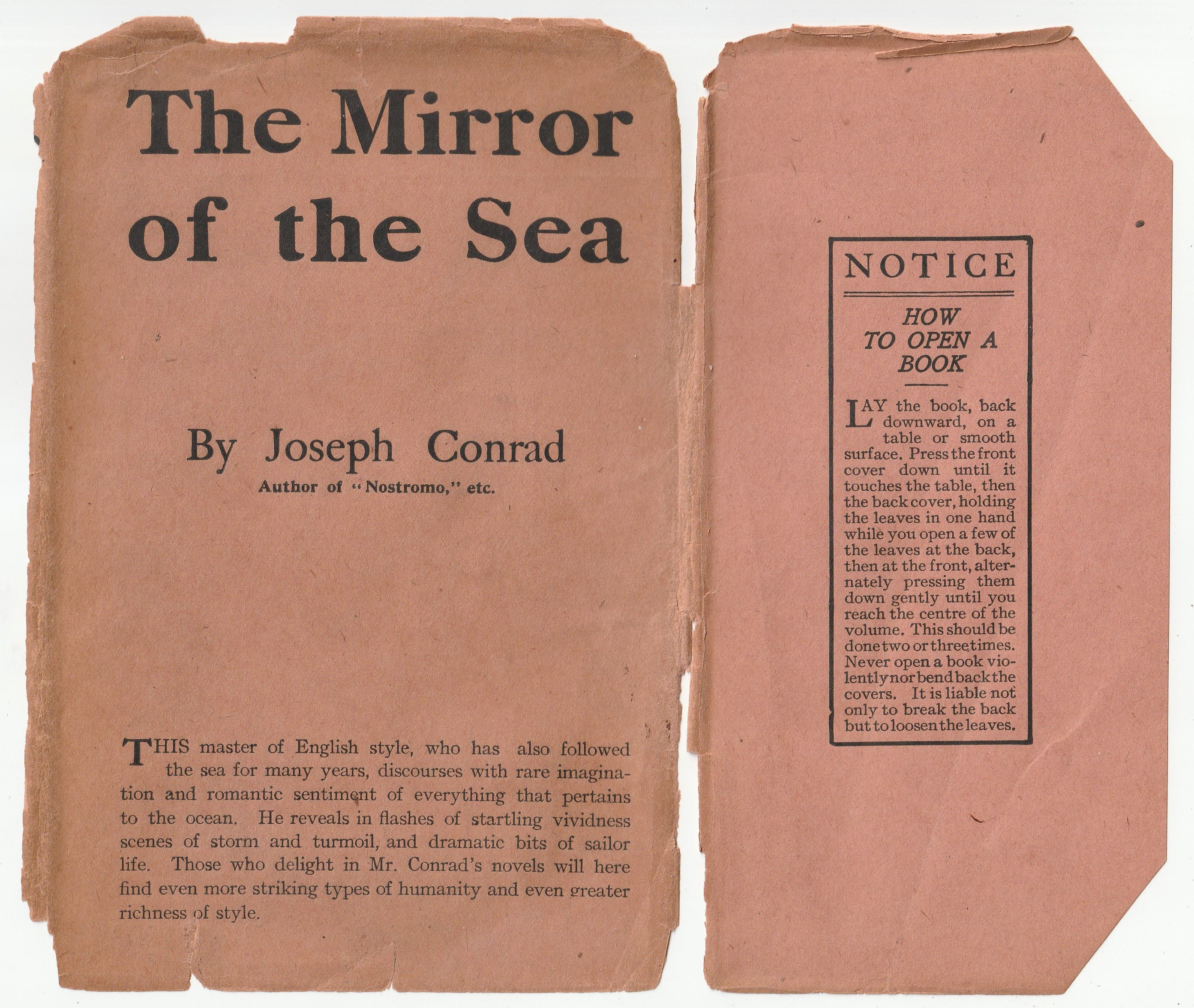 The Mirror of the Sea [IN ONLY KNOWN DUST JACKET] by Joseph Conrad ...
