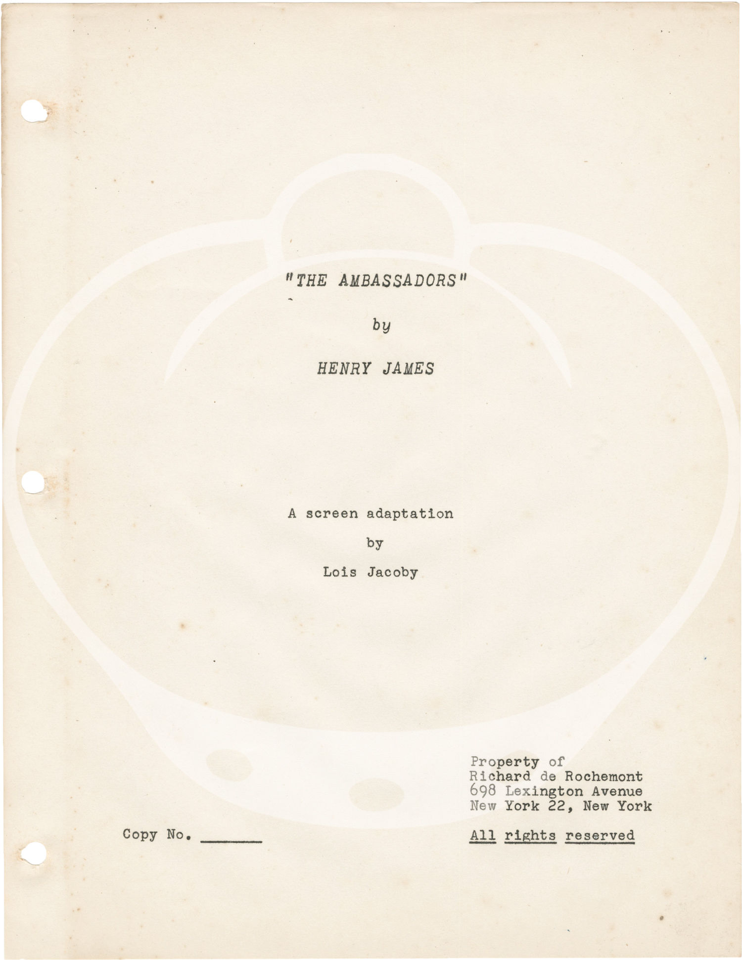 The Ambassadors (Archive of three original screenplays from the 1951 ...