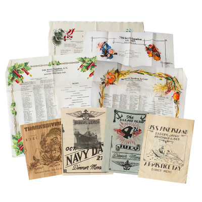 Collection of 8 Original WWII and earlier US Military Holiday Dinner ...