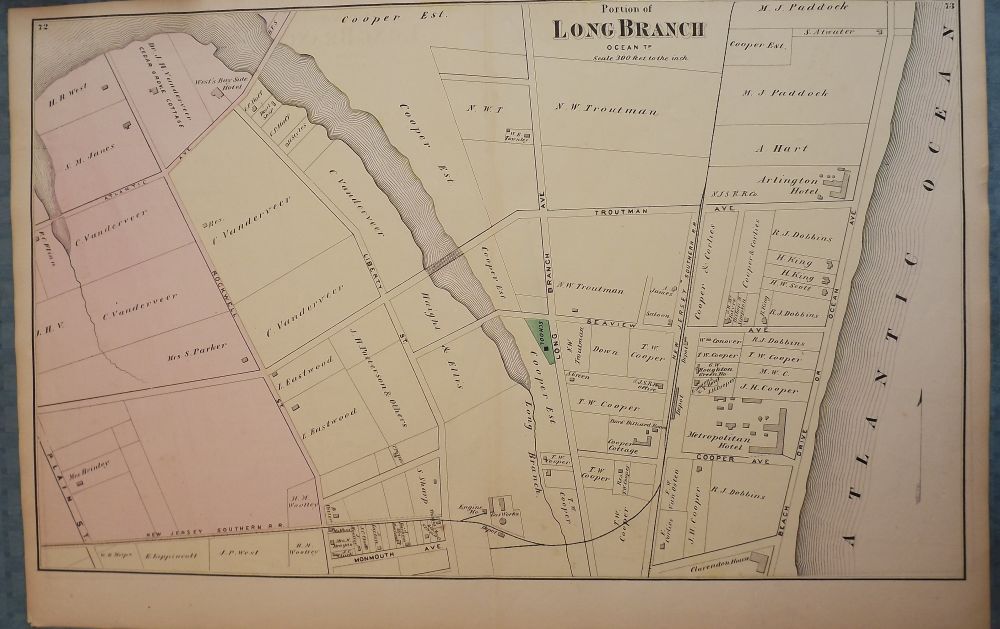 LONG BRANCH: 1873 MAP by F.W. BEERS ATLAS OF MONMOUTH COUNTY | 1873 ...