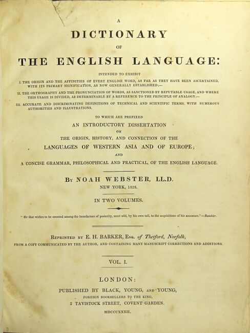 A dictionary of the English language: intended to exhibit I. The origin ...