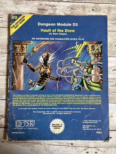 BIBLIO | Vault of the Drow (Advanced Dungeons & Dragons Module D3) by ...