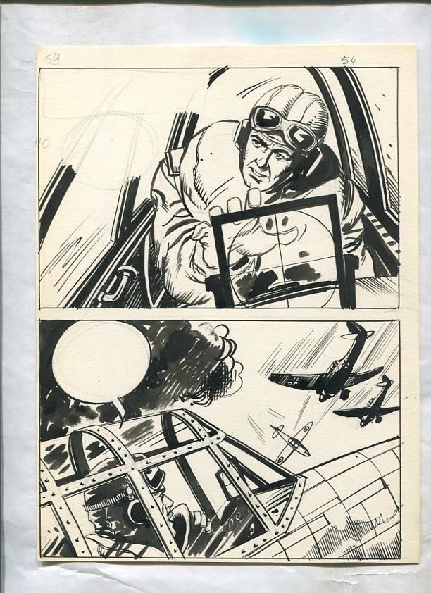 Dibujo Original: Tema Belico numerado 06 en trasera Biblio