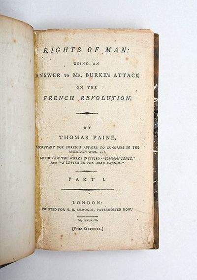 Rights of Man... part I. by PAINE, Thomas, John Quincy Adams, & others ...