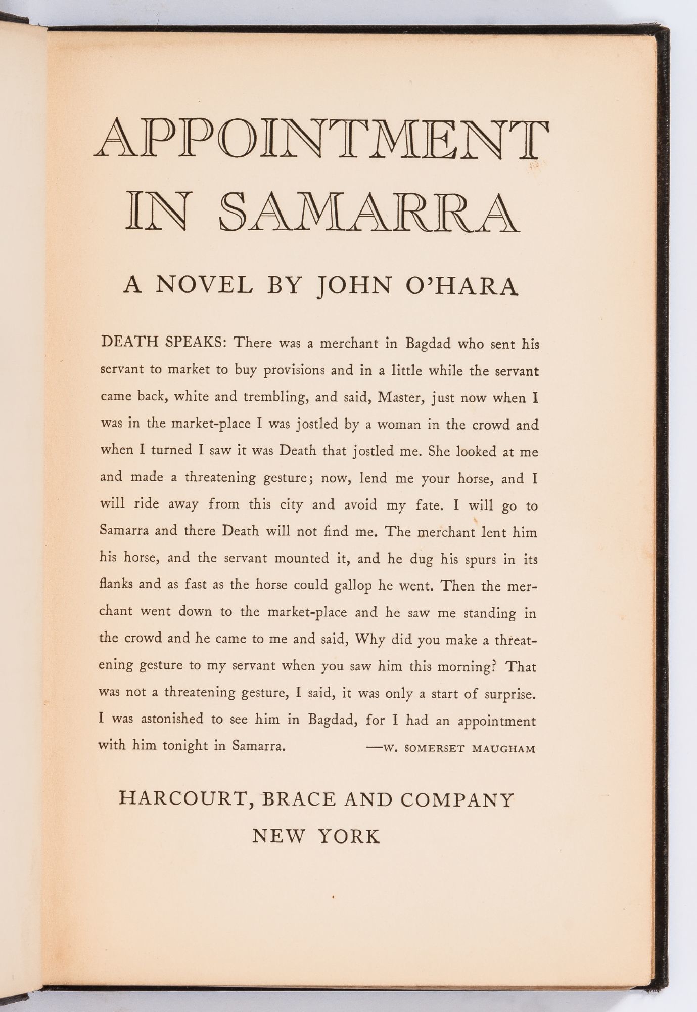 Appointment in Samarra by O'HARA, John | Hardcover | 1934 | Harcourt ...