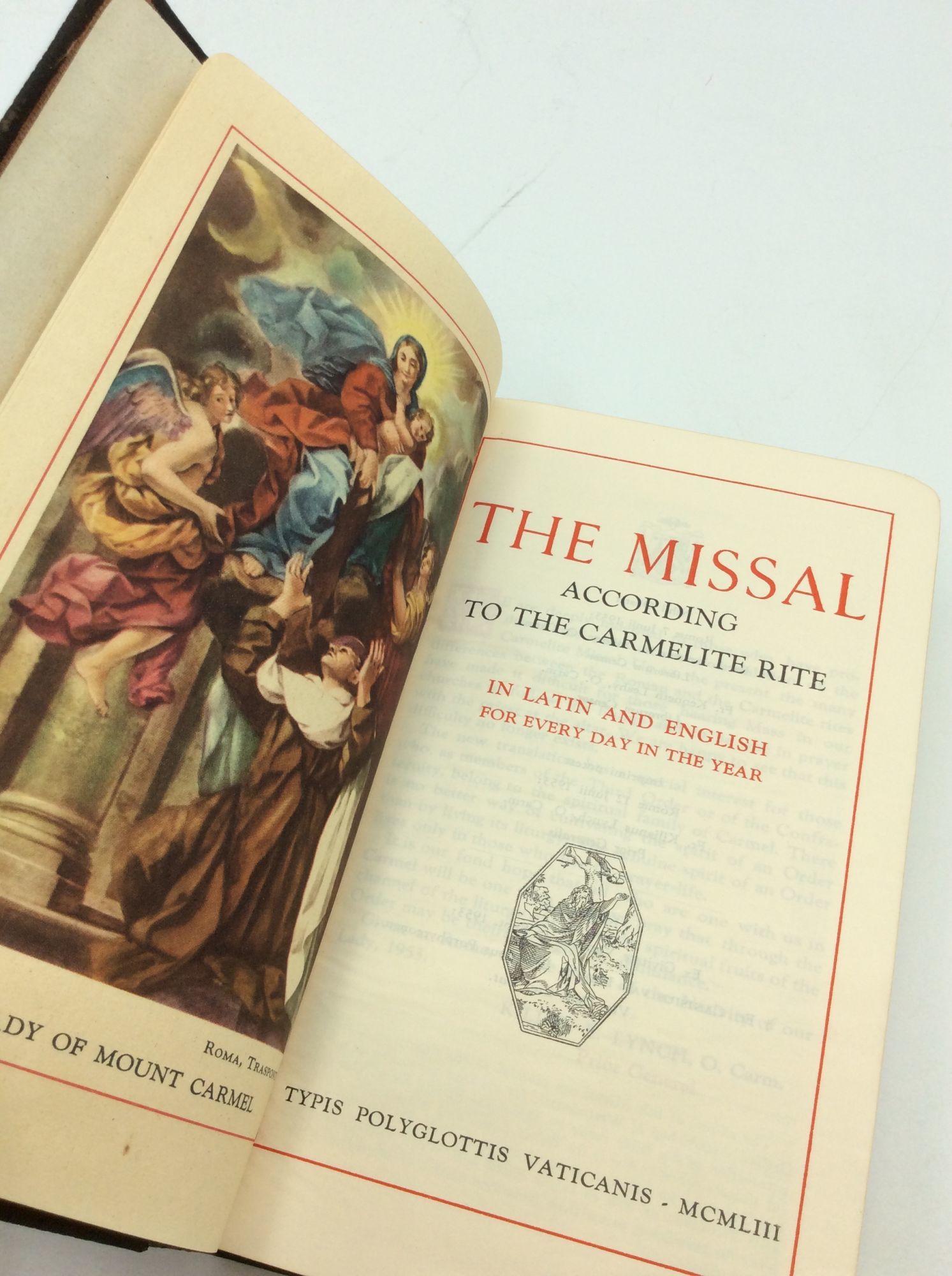 THE MISSAL ACCORDING TO THE CARMELITE RITE in Latin and English for ...