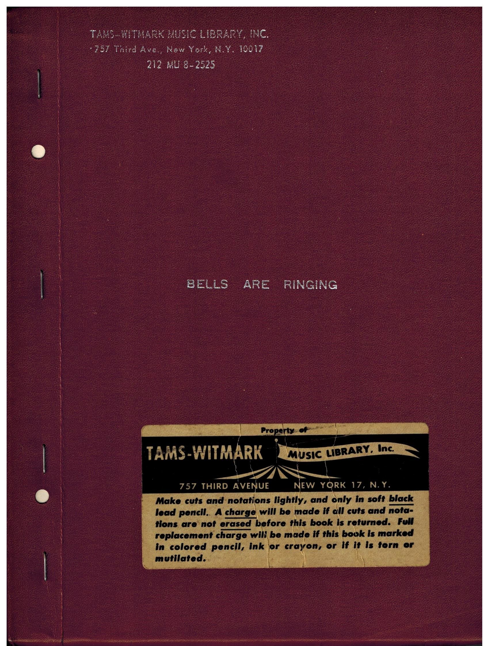 Bells are Ringing - (Original script for the 1956 Broadway musical) by ...