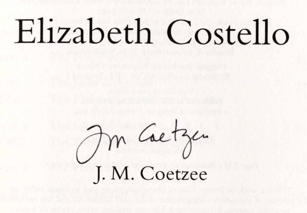 Elizabeth Costello - 1st American Edition/1st Printing by Coetzee, J. M ...