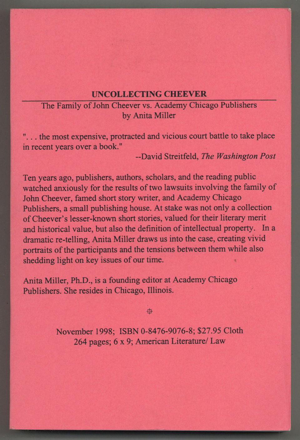 Uncollecting Cheever: The Family of John Cheever vs. Academy Chicago ...