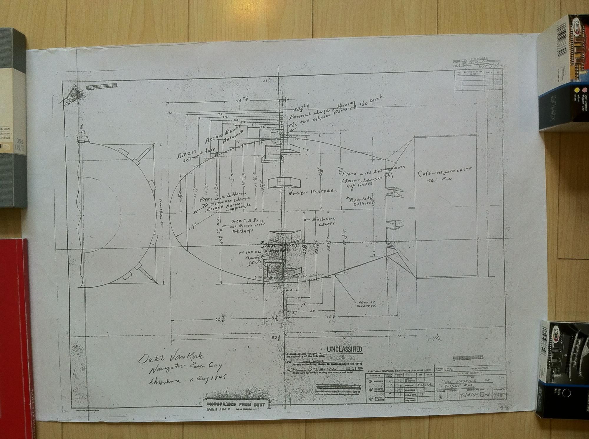 Blueprints of the Atomic Bomb with handwritten explanation of its ...