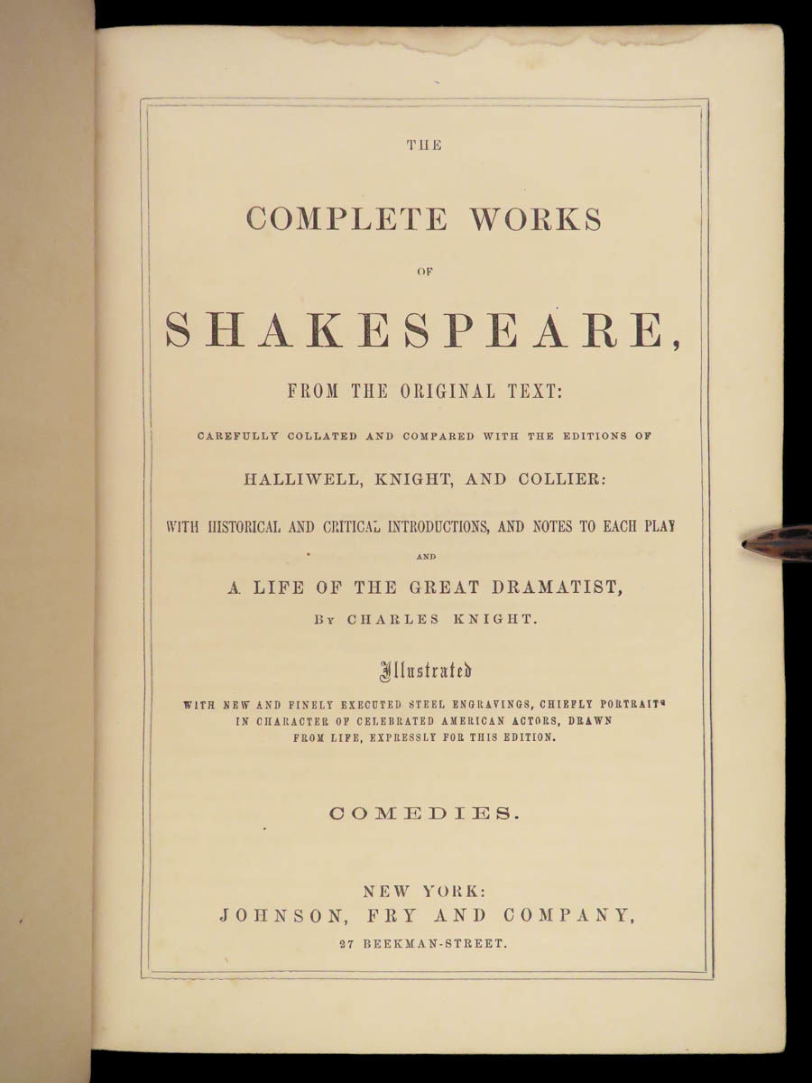 The Complete Works Shakespeare, from the Original Text: Carefully ...