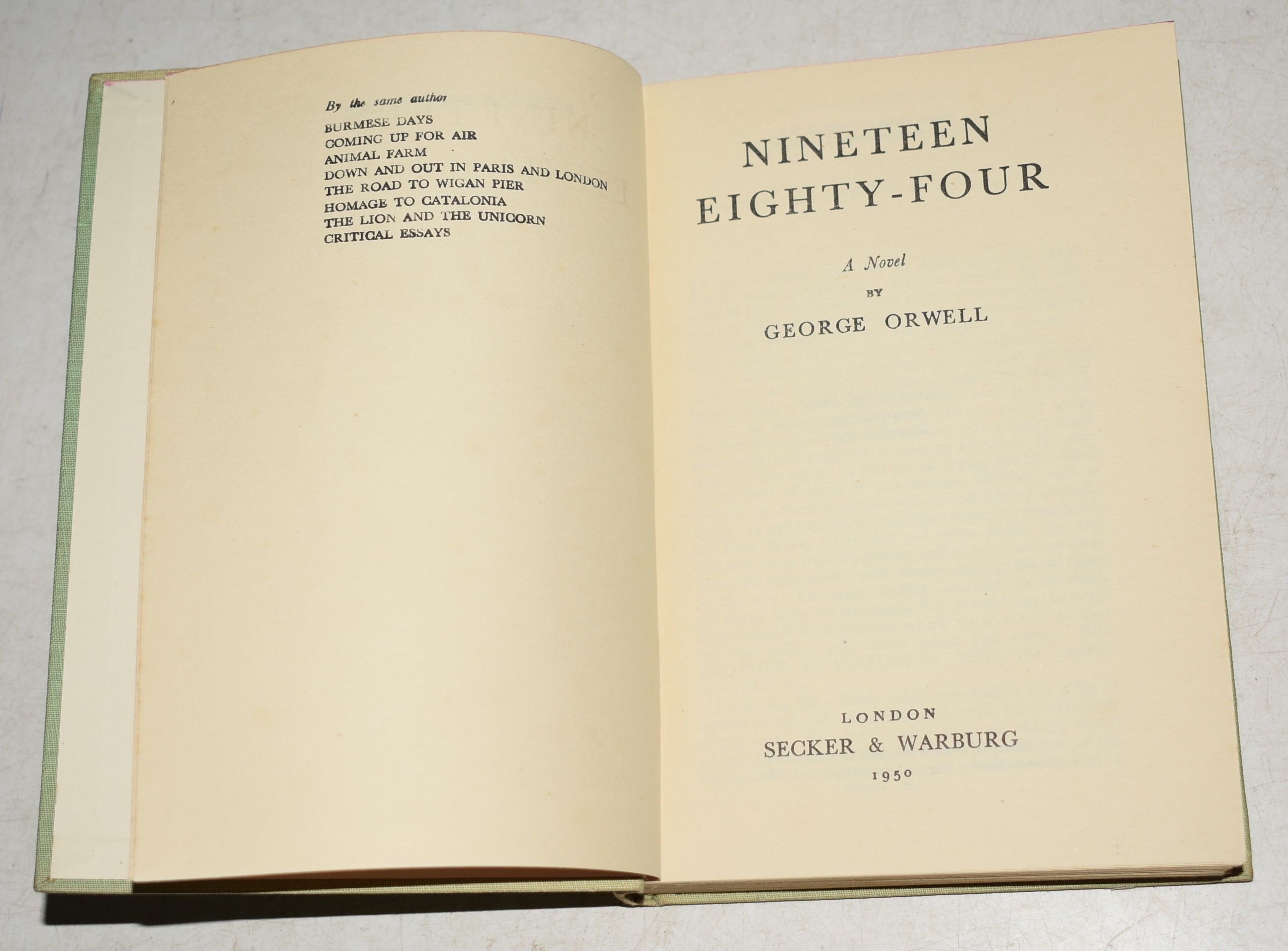 Nineteen Eighty-Four. A Novel. IN DUSTWRAPPERS by ORWELL, GEORGE ...