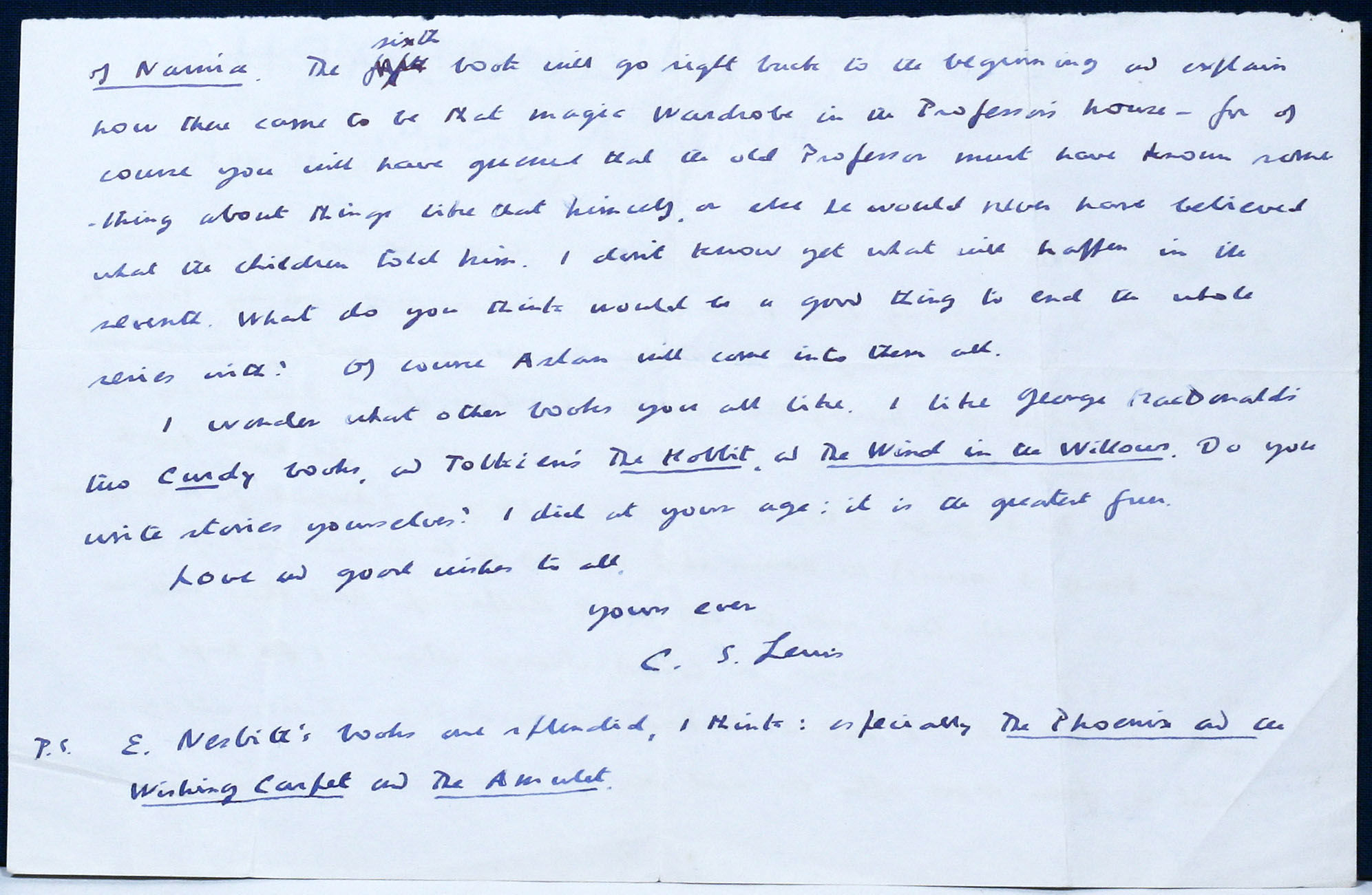 Autograph Letter Signed by LEWIS, C.S. [CLIVE STAPLES] | nb | 1952 | np ...