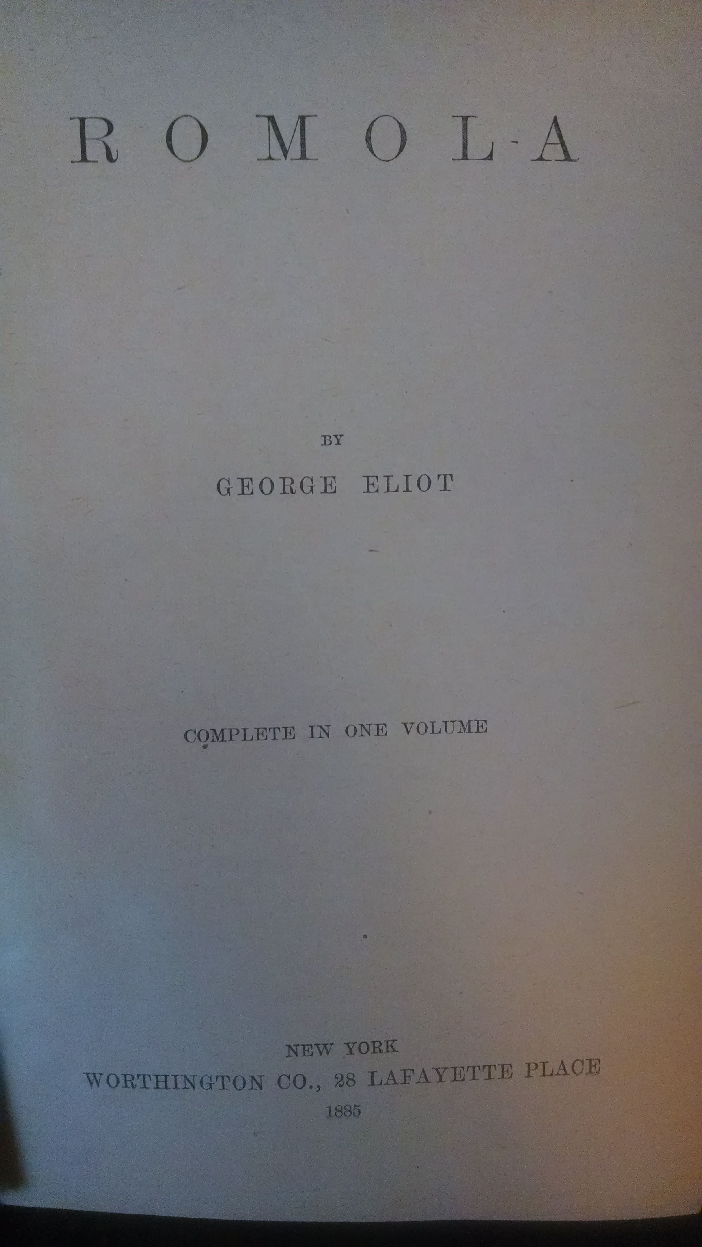 ROMOLA by GEORGE ELIOT | Hardcover | 1885 | WORTHINGTON CO. | Biblio