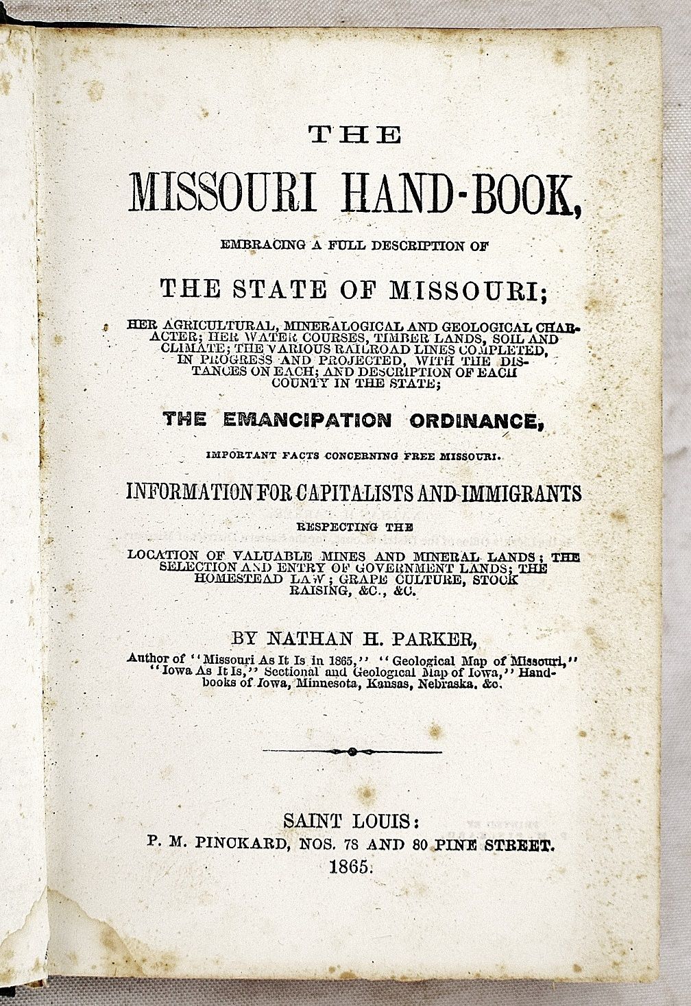 BIBLIO | The Missouri hand-book : embracing a full description of the ...