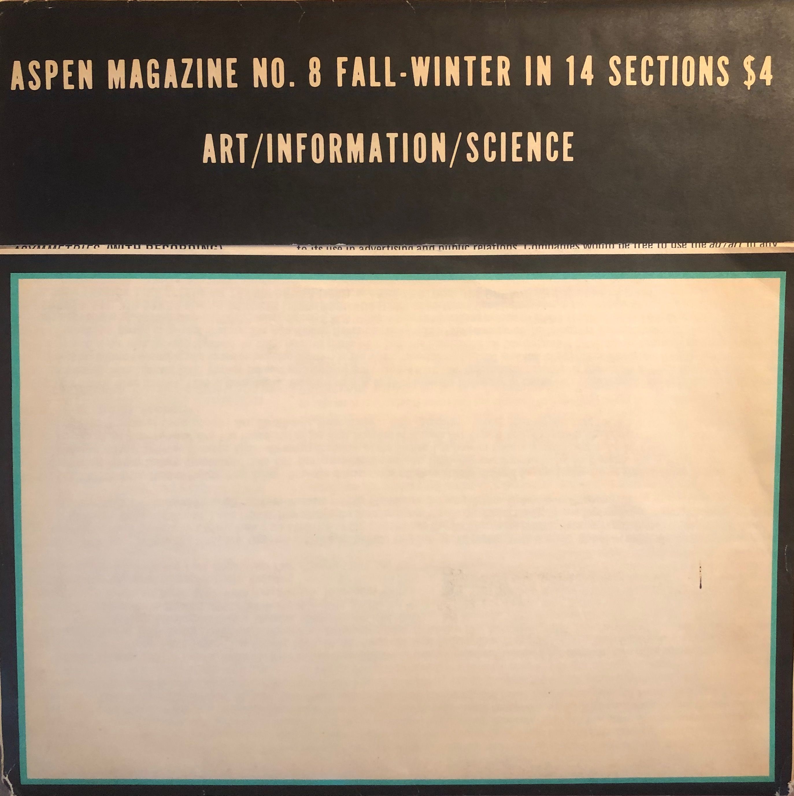 Aspen Magazine No. 8 [The Fluxus Issue] by Graham, Dan [Editor] and ...