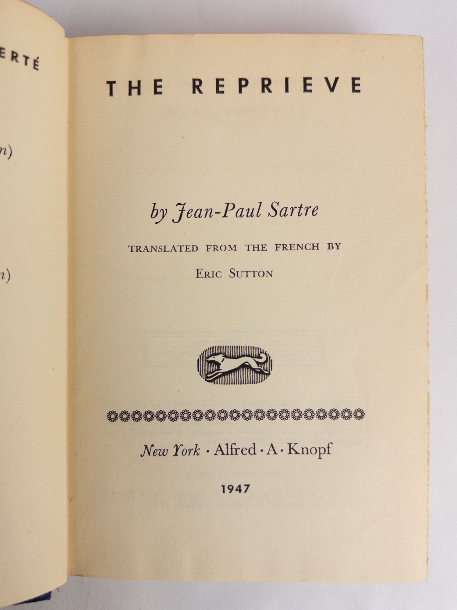 THE REPRIEVE by Sartre, Jean-Paul | Hardcover | 1947 | Alfred A. Knopf ...