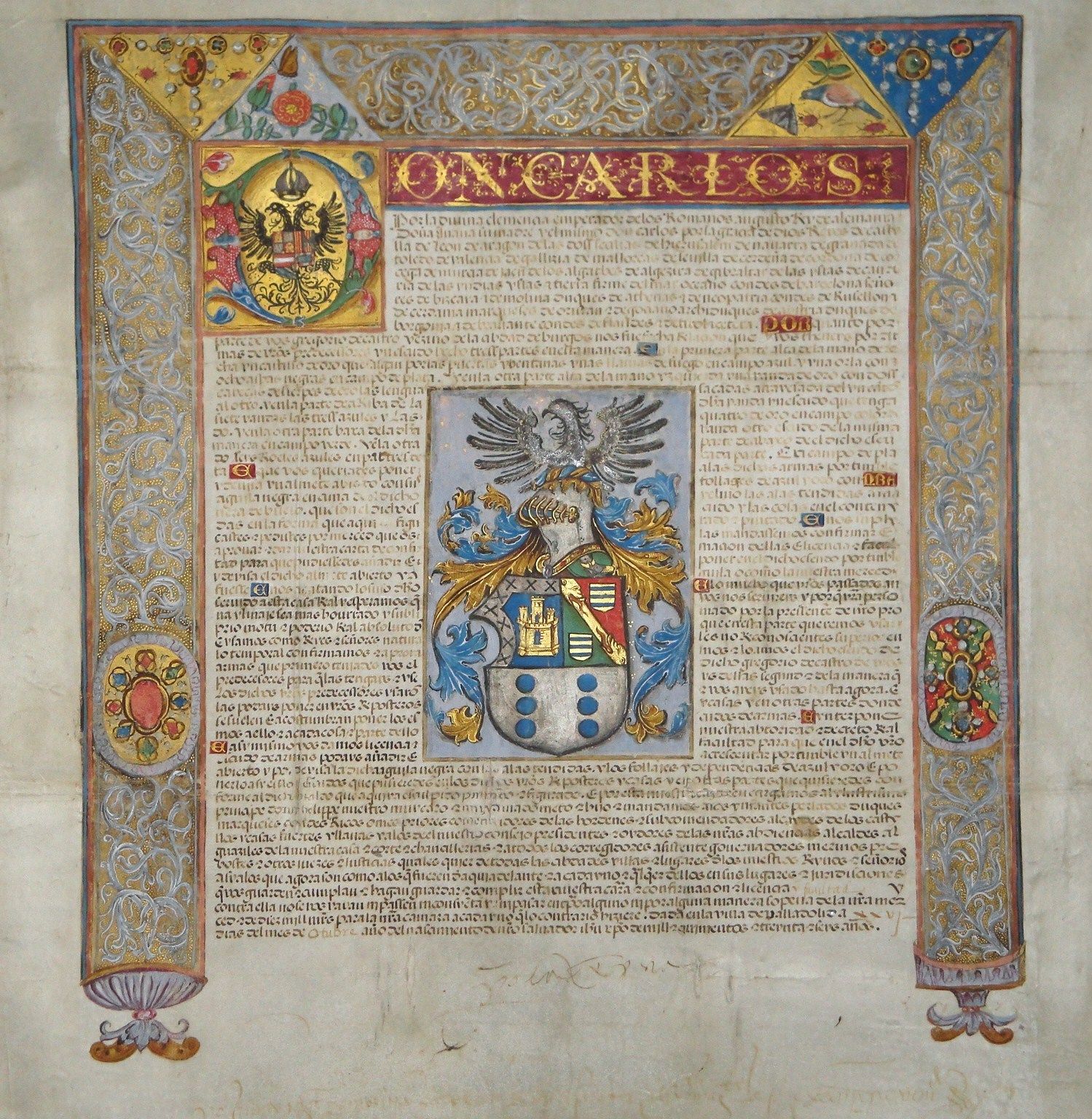 Grant of arms to Gregorio de Castro [Ejecutoria / Executoria] by ...