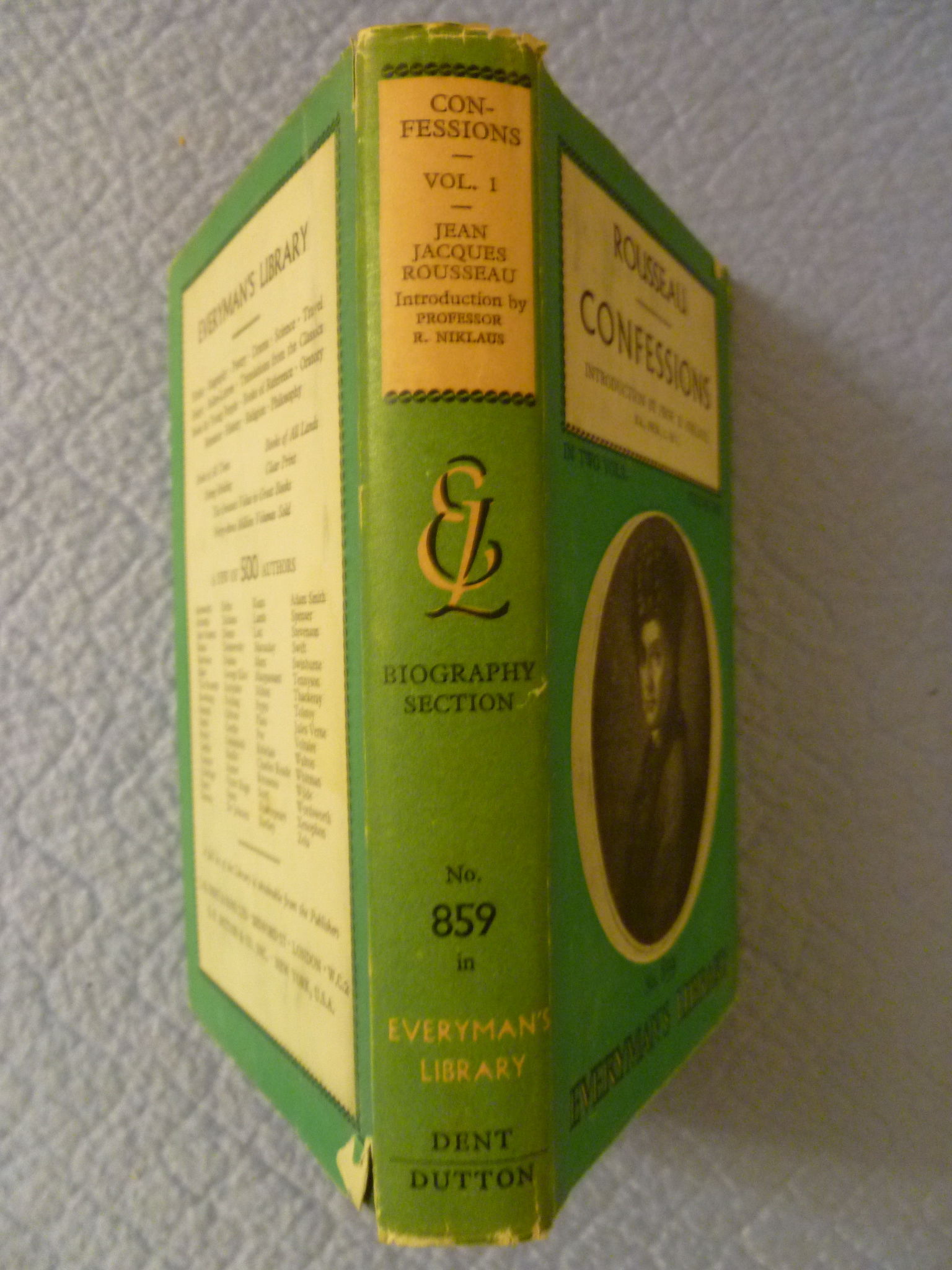 Confessions (Volume One) by Rousseau, Jean Jacques | Hardcover | 1960 ...