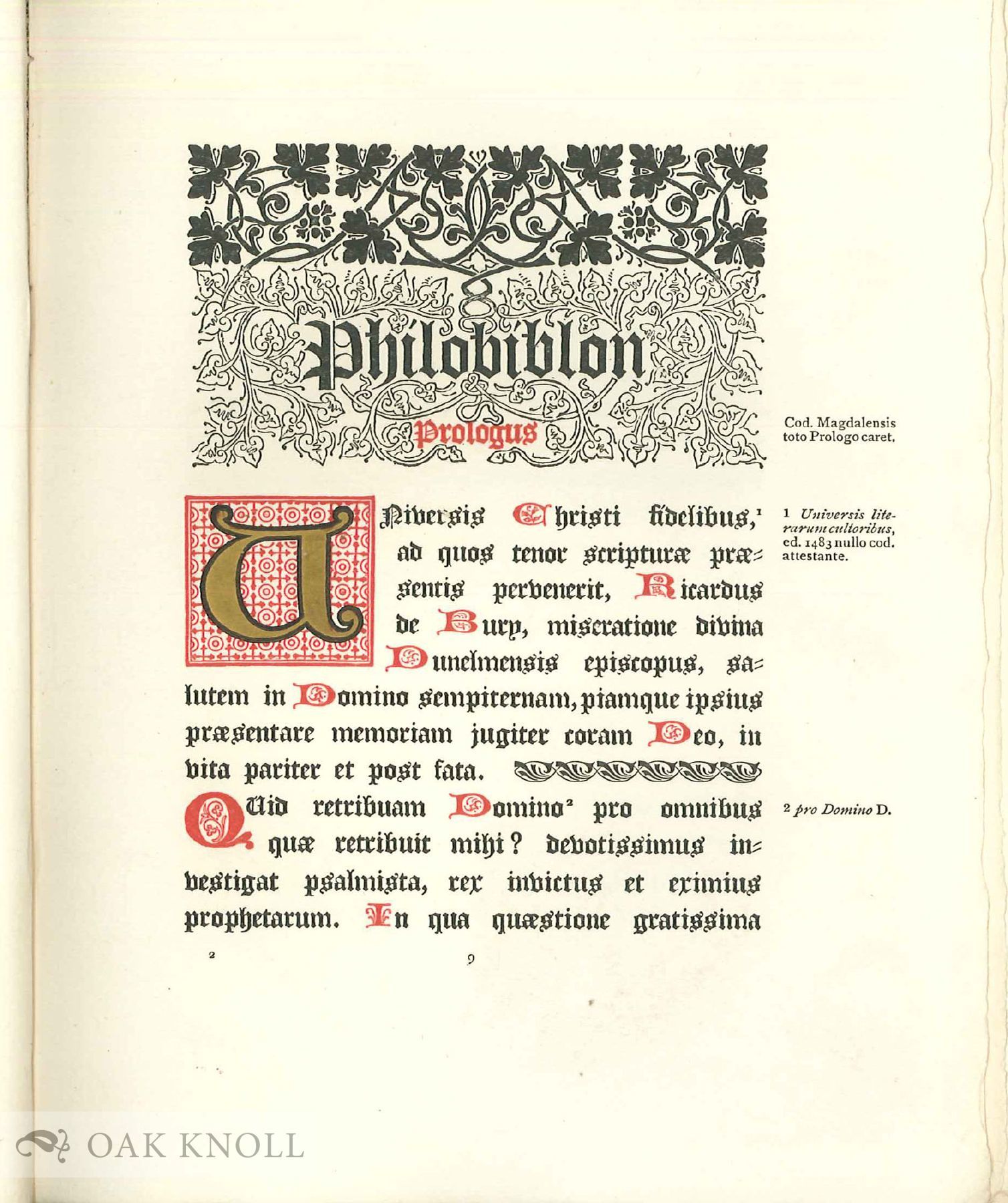 PHILOBIBLON OF RICHARD DE BURY, EDITED FROM THE BEST MANUSCRIPTS AND ...