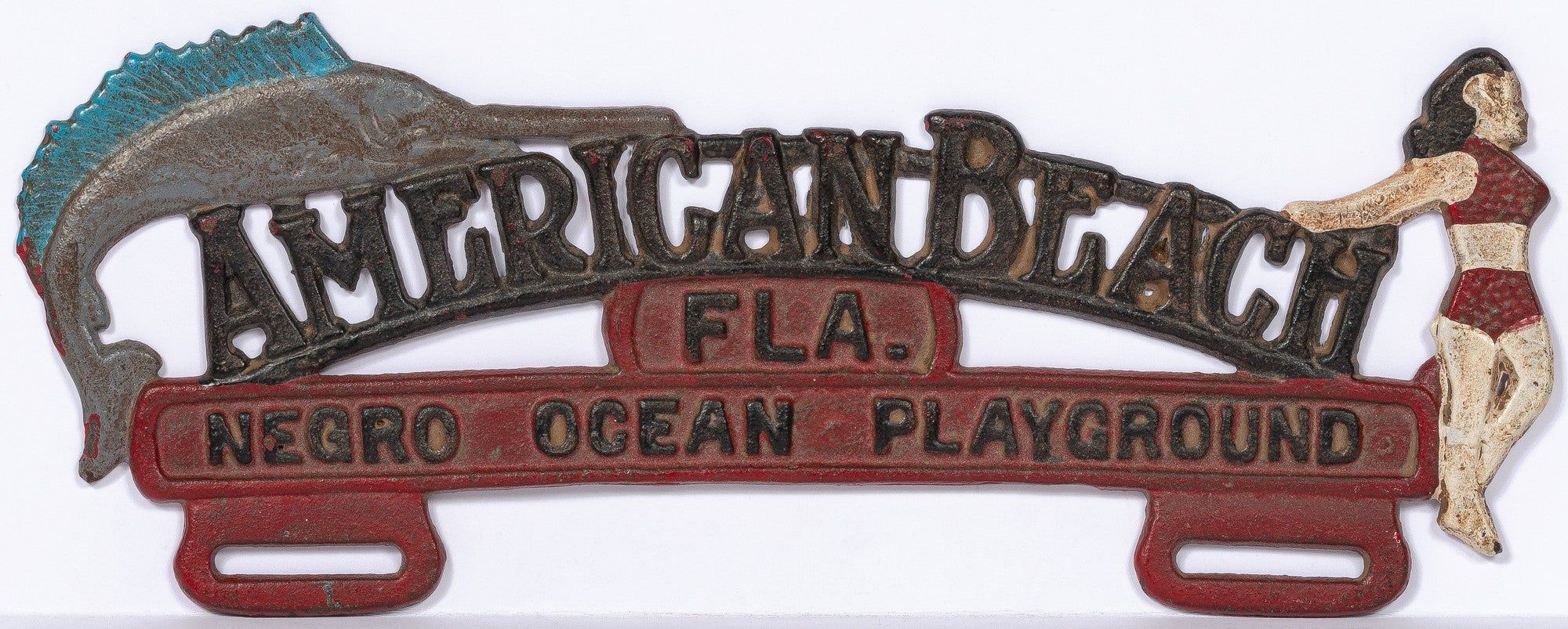 [Decorative License Plate Topper]: American Beach Fla. Negro Ocean ...