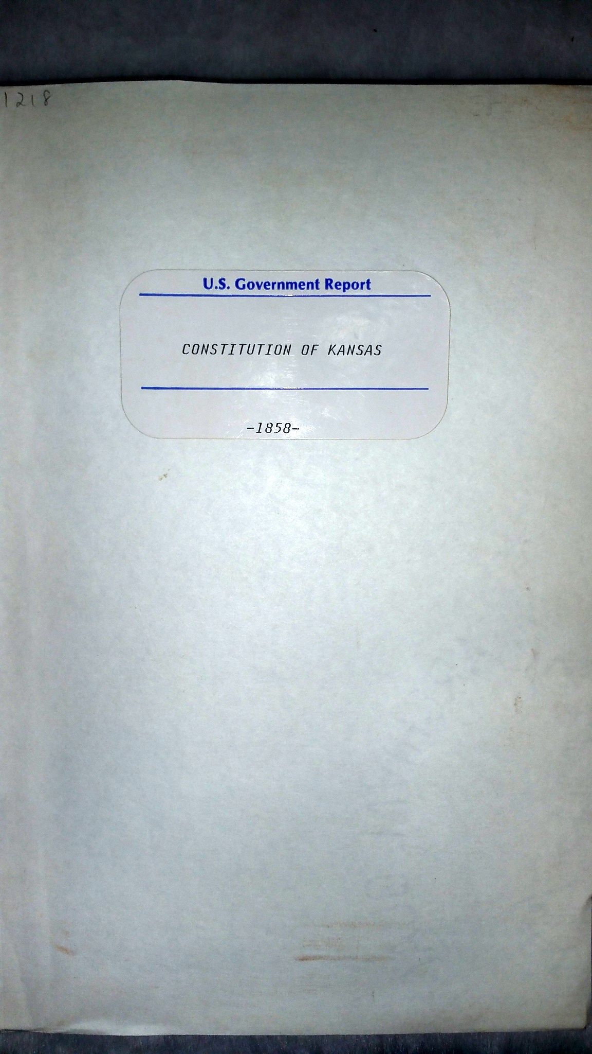 Kansas Constitution (35th Congress, 1st Session, House of ...