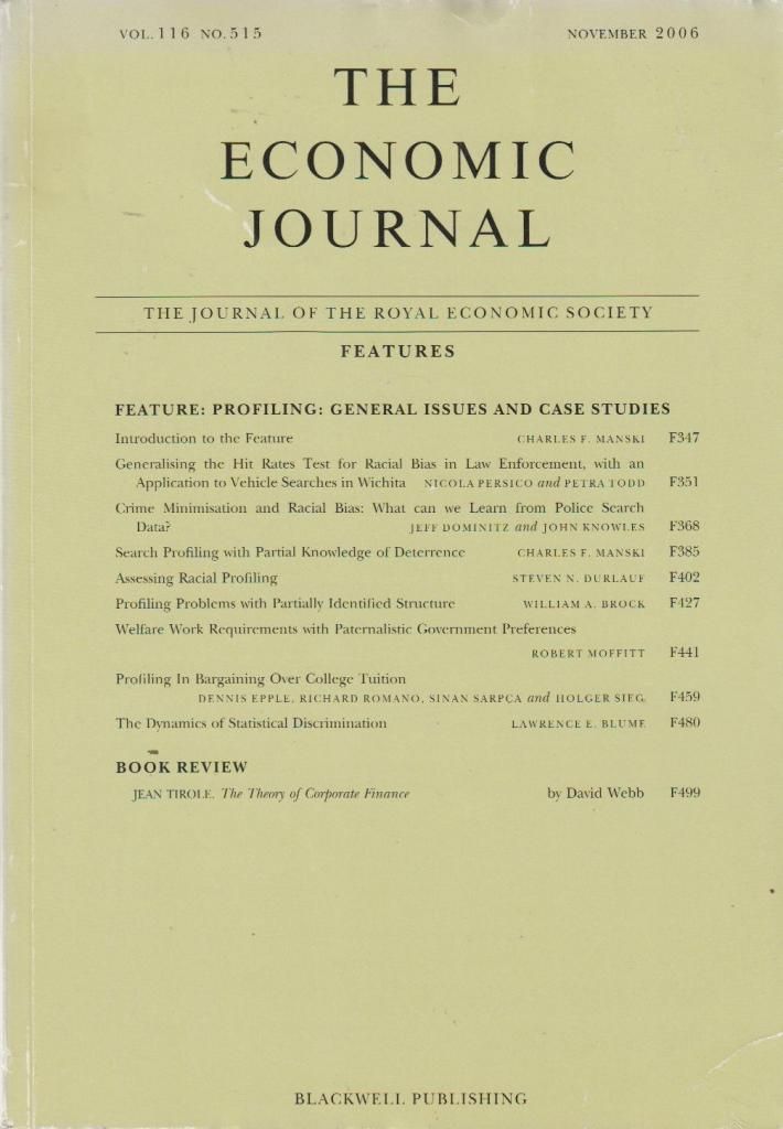 Vol. 116, No. 515 Of The Economic Journal. The Journal Of The Royal ...