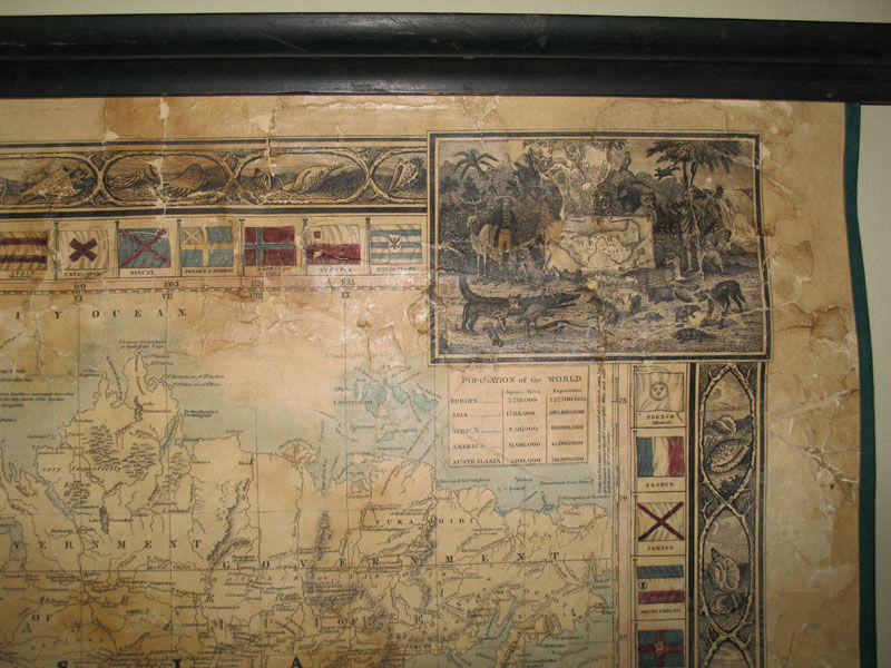 Map of the World on Mercators Projection. New York 1845. Geographical ...