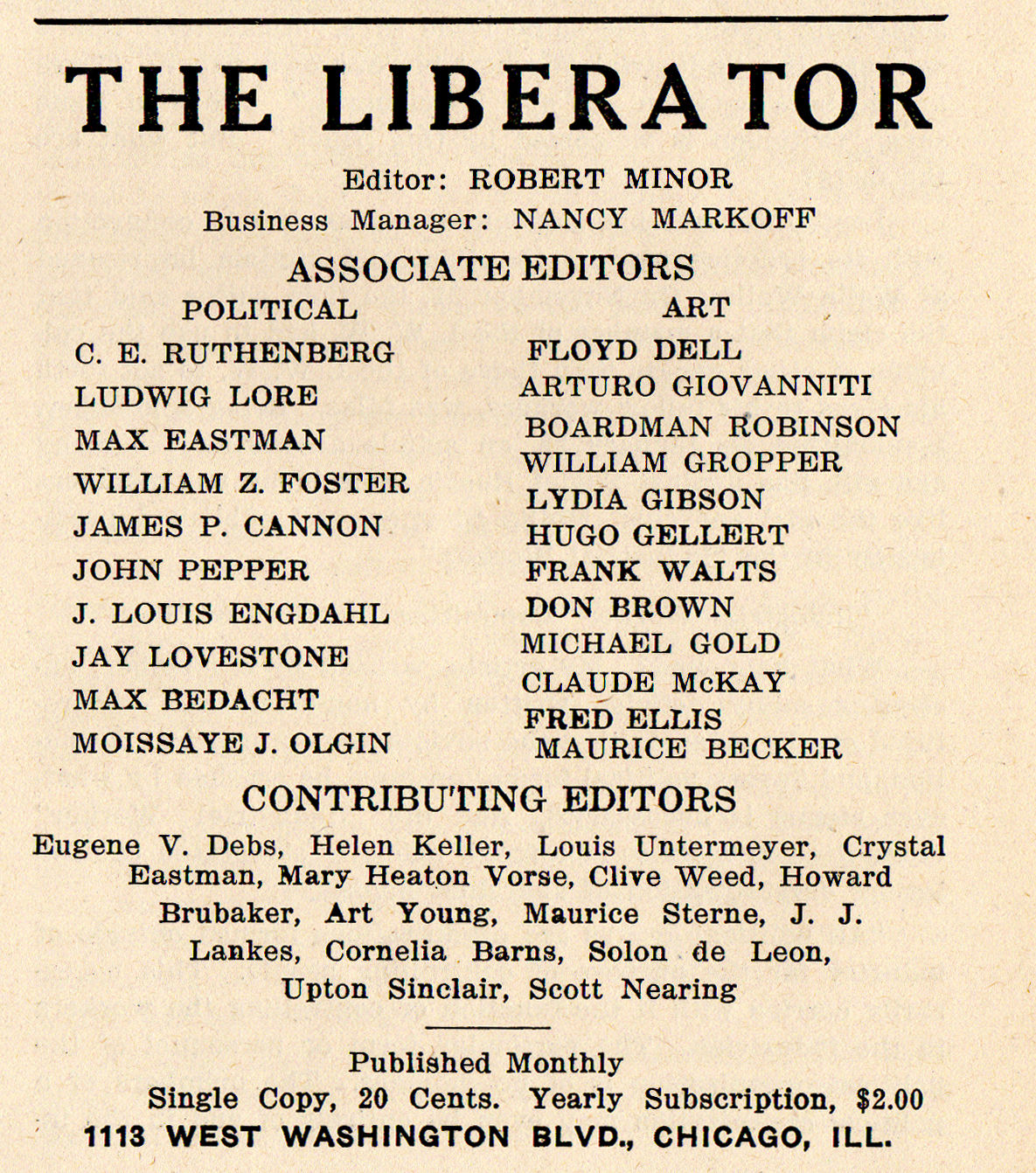 The Liberator Magazine / August, 1924 / Cover by Peter Alma by Robert ...