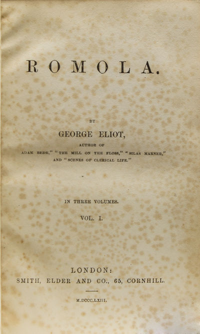 Romola by George Eliot - First edition - 1863 - from James Cummins ...