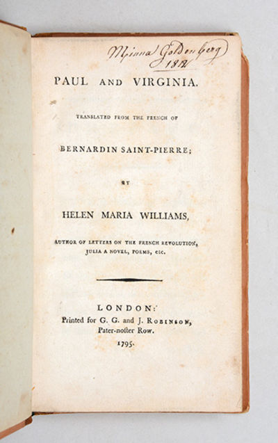 BIBLIO | Paul and Virginia. by WILLIAMS, Helen Maria (trans.); SAINT ...
