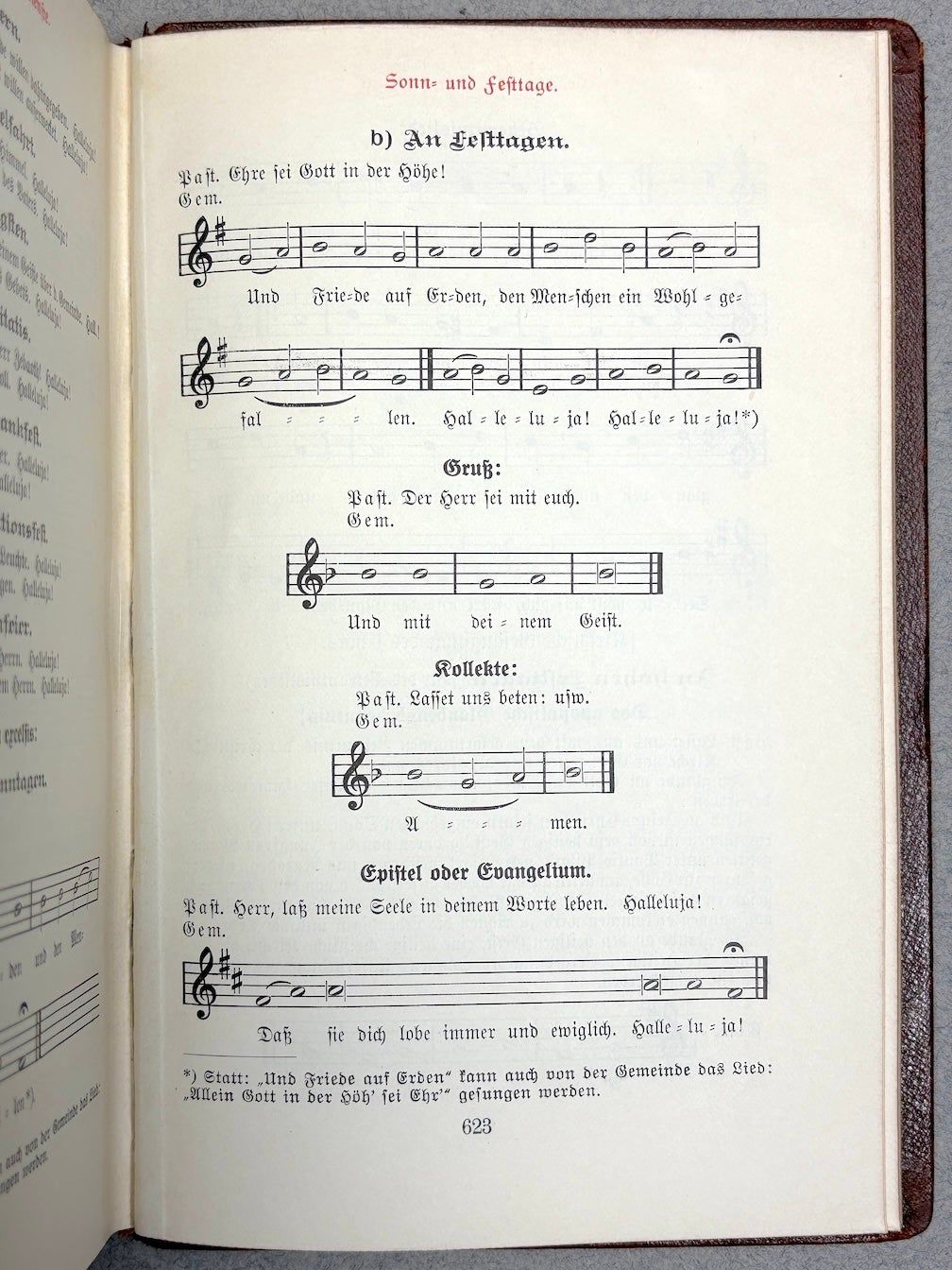1913 German Evangelical-Lutheran hymn book in handsome leather binding ...