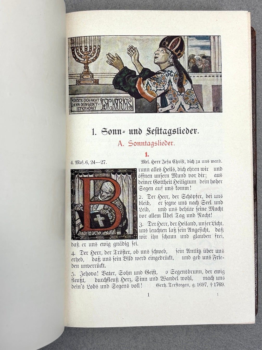 1913 German Evangelical-Lutheran hymn book in handsome leather binding ...