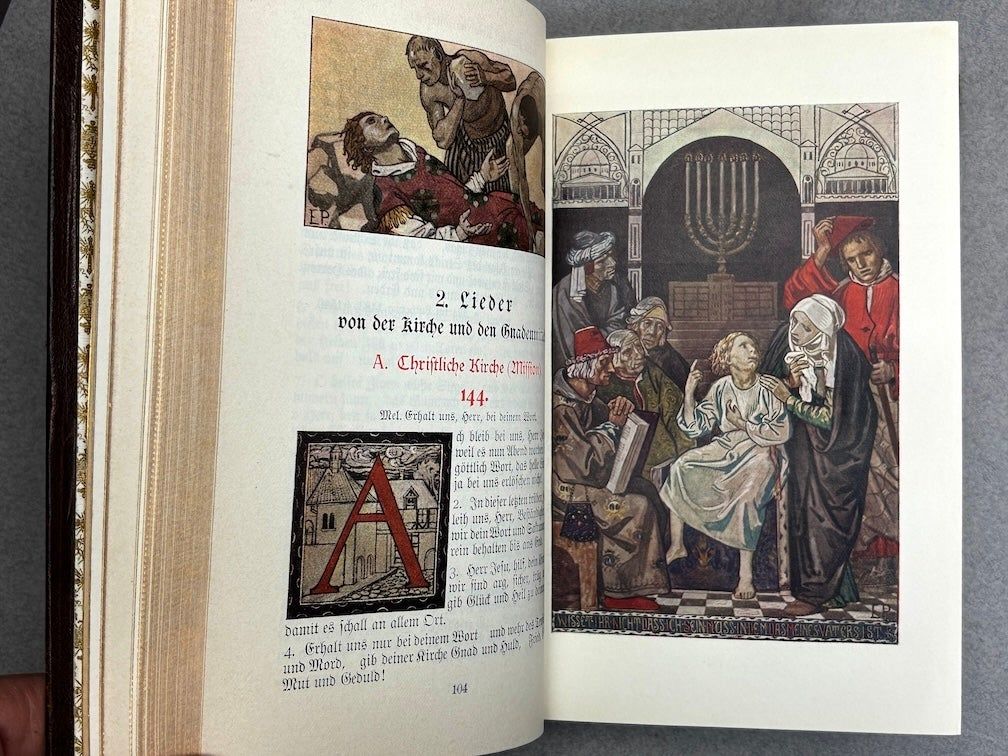 1913 German Evangelical-Lutheran hymn book in handsome leather binding ...