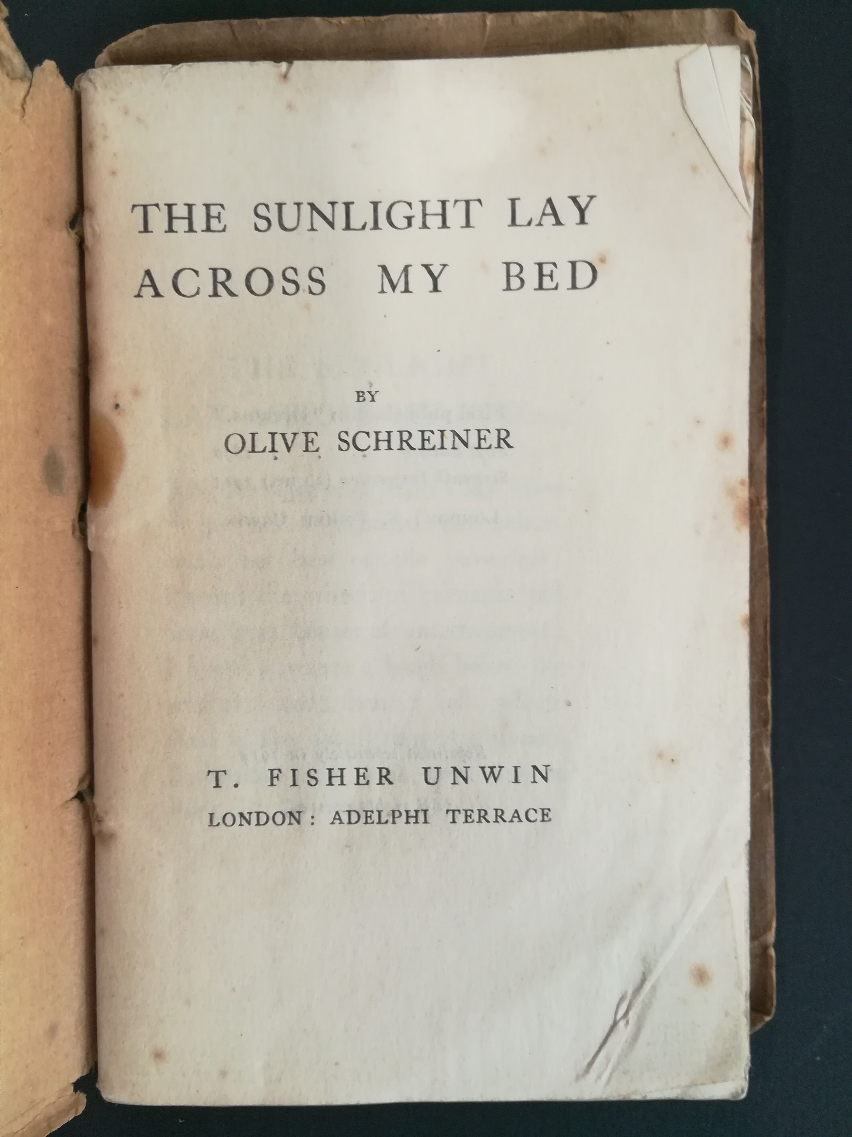 The Sunlight Lay Across My Bed by Schreiner, Olive | Soft cover | 1914 ...