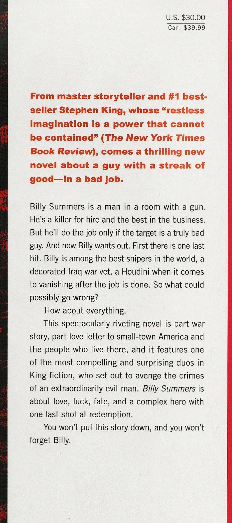 Billy Summers: A Novel [Signed First Edition with James Spence Letter ...