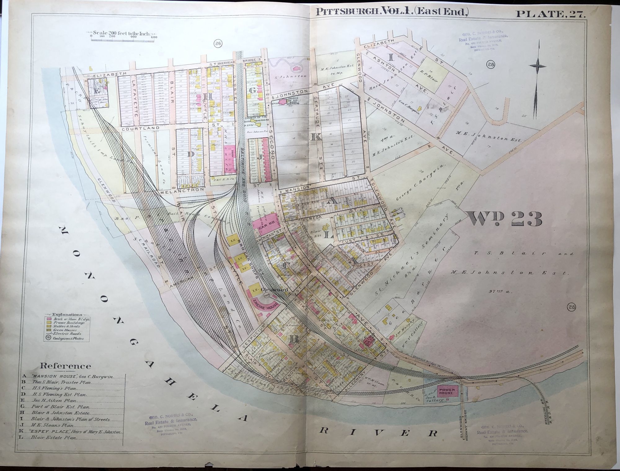 BIBLIO | 1898 22x29 Pittsburgh Plat Map: Glenwood by | | 1898 ...