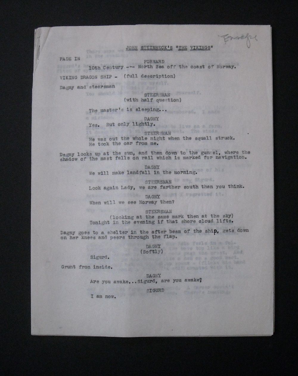 The Vikings [Only Known Existing Copy; Typewritten Manuscript; JOHN ...