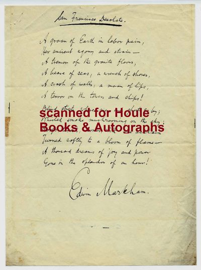 Autograph Manuscript Signed by Markham, Edwin | Biblio