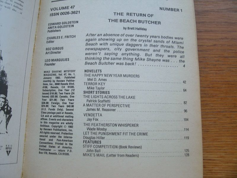 Mike Shayne Mystery Magazine January 1983 Vol. 47 No. 1 by Fritch ...