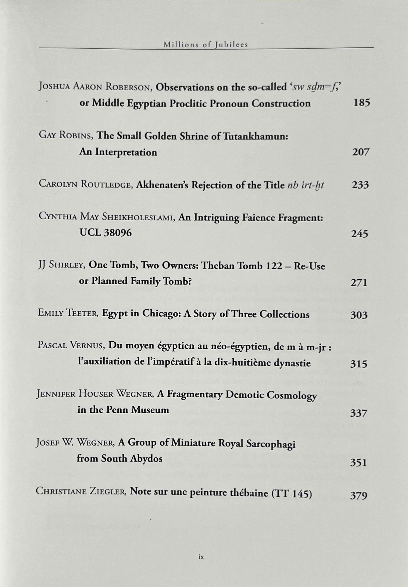 Millions of jubilees. Studies in honor of David P. Silverman. Vol. 1 ...