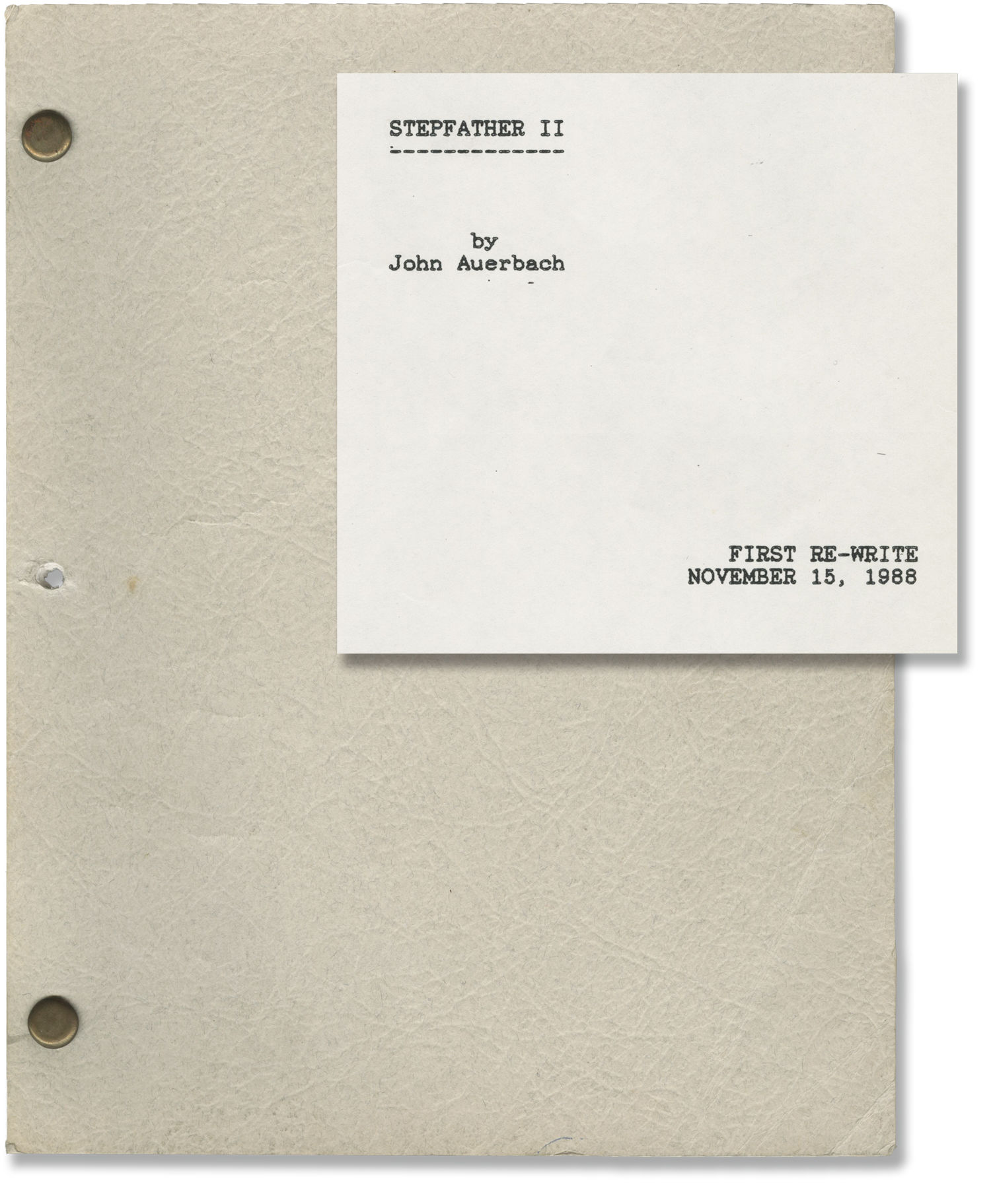 The Stepfather II (Original screenplay for the 1989 film) by Jeff Burr ...